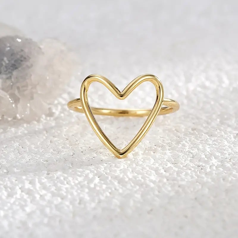 Hollow Big Heart Stackable Ring – Temporalstore